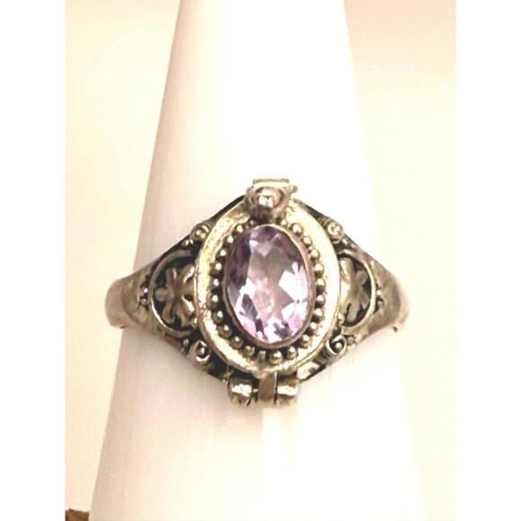Jewelry | New Genuine Amethyst Sterling Silver Poison Ring Hidden ...